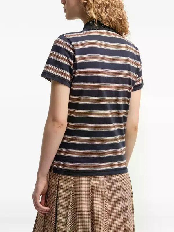 Moncler Striped Logo-patch Polo Shirt - Blue