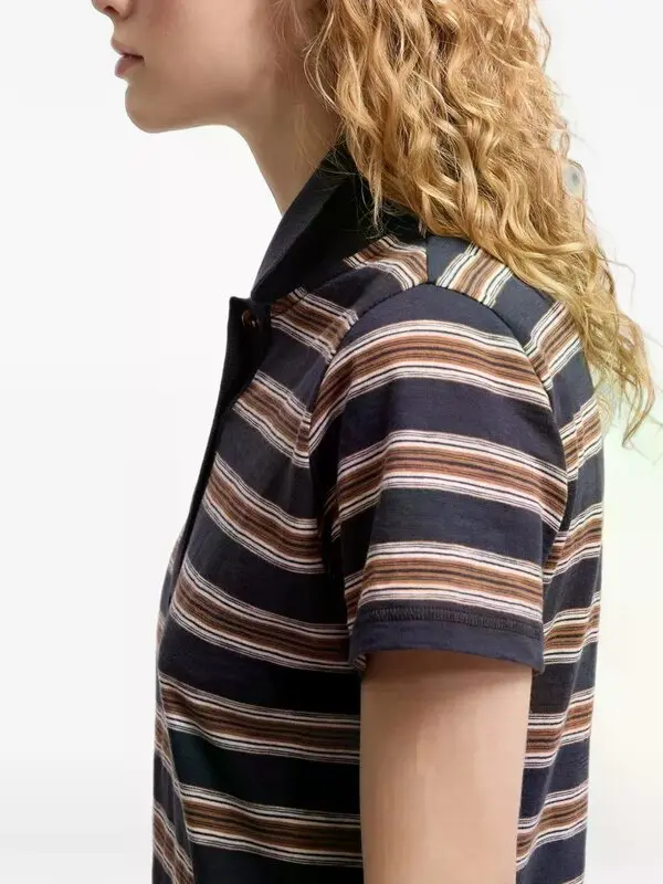 Moncler Striped Logo-patch Polo Shirt - Blue