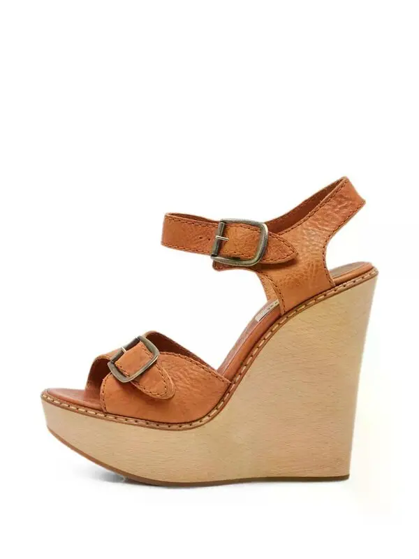 Chloé Leather Wedge Sandals - Brown