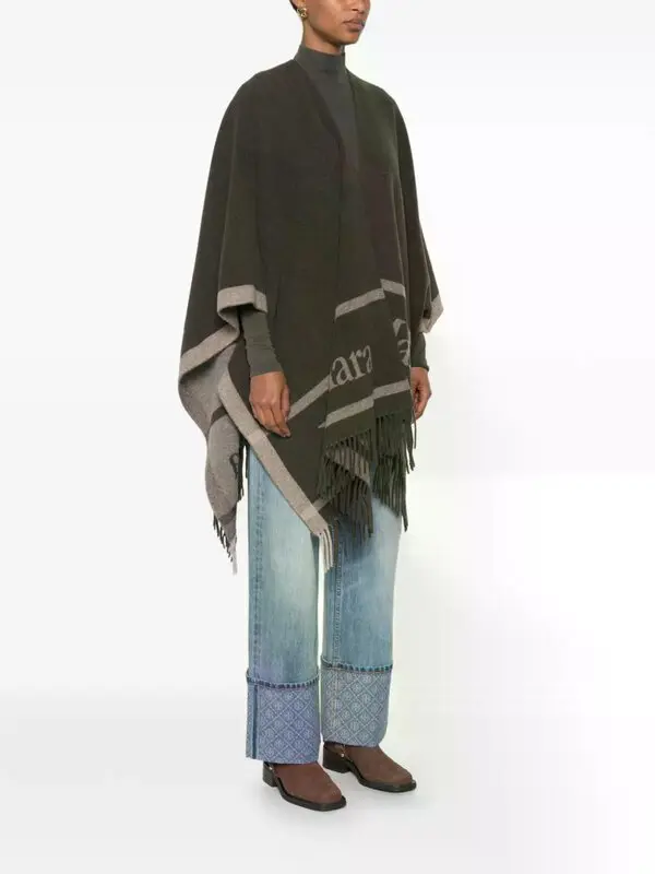 Max Mara Logo-print Fringed Poncho