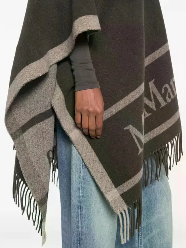 Max Mara Logo-print Fringed Poncho