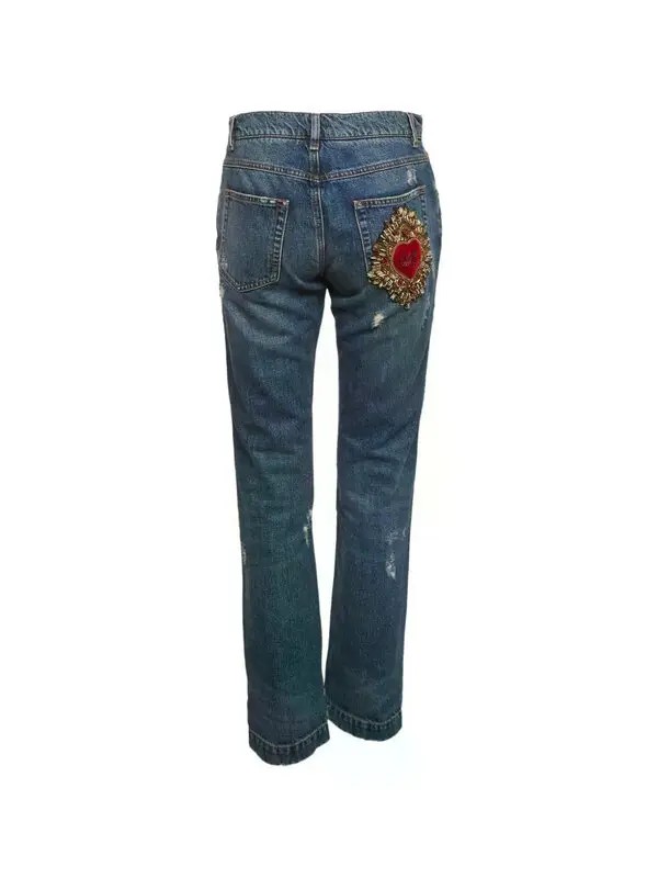 Dolce & Gabbana Baroque Heart Patch Jeans