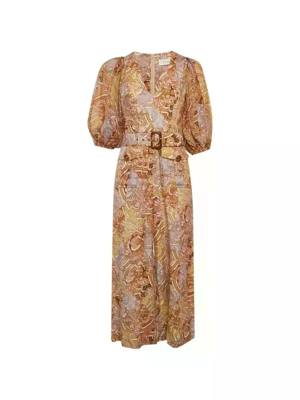 Zimmermann Paisley Print Belted Jumpsuit