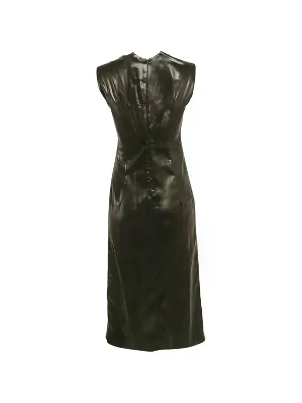 Bottega Veneta Faux-leather Square Neck Sleeveless Rear Zip Dress