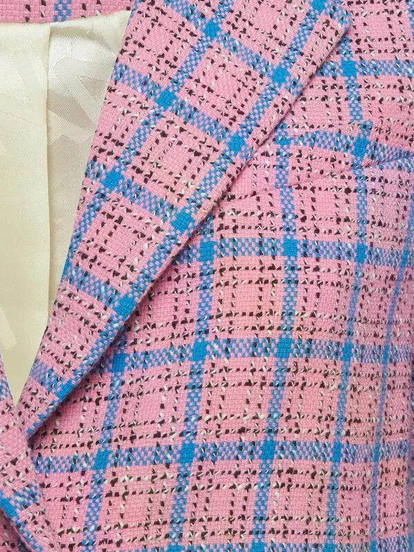 GANNI Checked Tweed Cropped Blazer