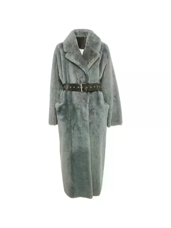 424 Belted Shearling Coat - Grey