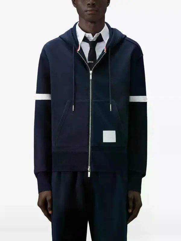 Thom Browne Loopback-jersey Armband Hoodie - Blue