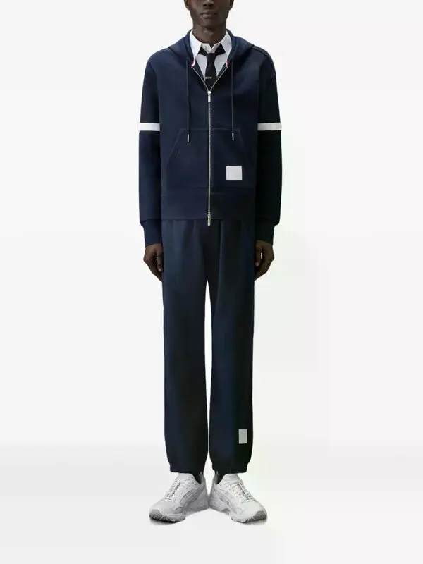 Thom Browne Loopback-jersey Armband Hoodie - Blue