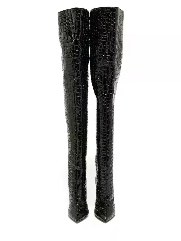 Paris Texas Deia Croc-embossed Over-the-knee Boots