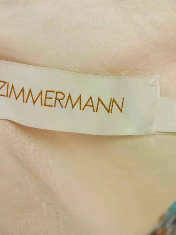 Zimmermann Beige Cropped V-neck Long Sleeve Zip-fastening Top