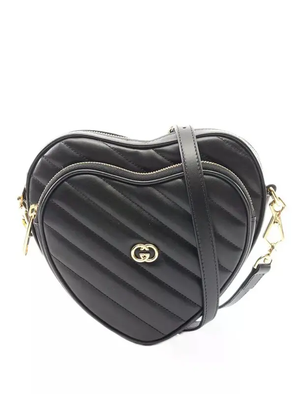 Gucci Mini Matelassé Heart Crossbody Bag - Black