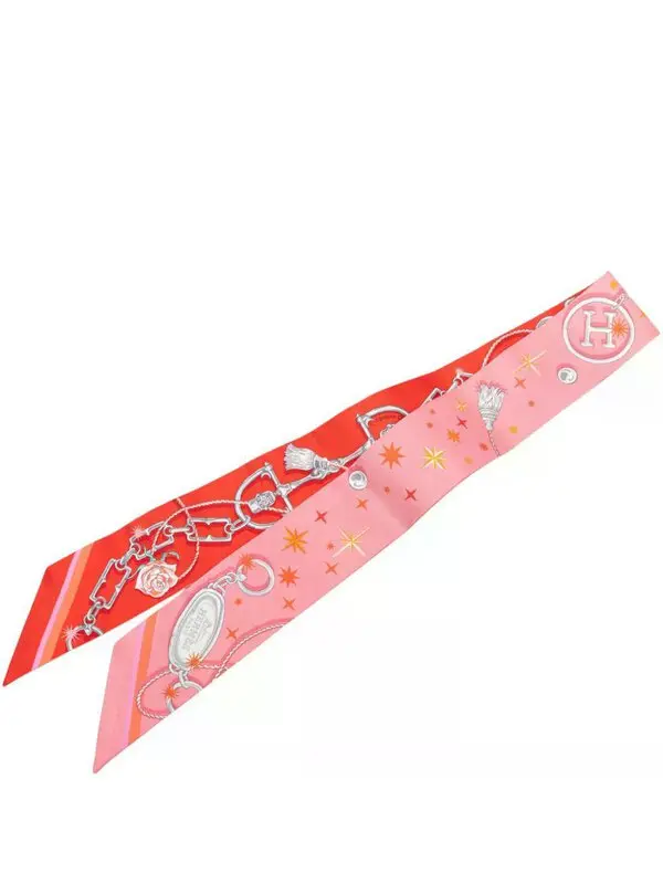 Hermès 2010-2026 Cest La Fete Silk Twilly Scarf Scarves - Pink