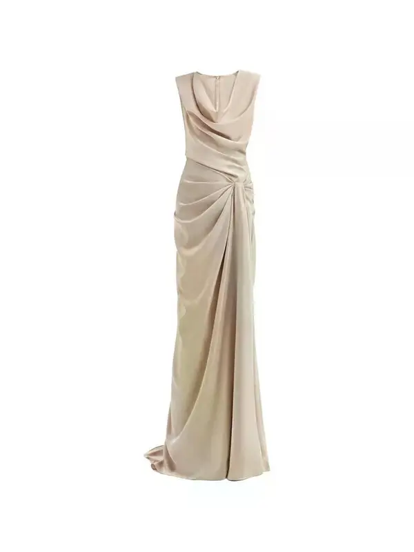 GEMY MAALOUF Cowl Neck Draped Dress - Neutrals