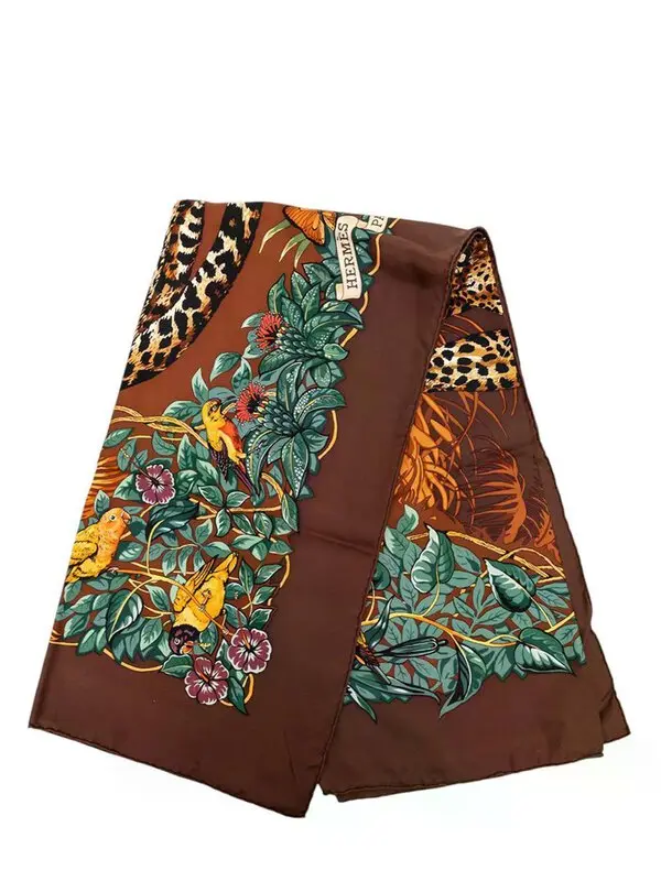 Hermès 2000-2026 Jungle Love Silk Scarf 90 Scarves - Brown