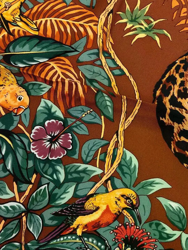 Hermès 2000-2026 Jungle Love Silk Scarf 90 Scarves - Brown