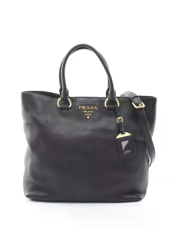 Prada Leather Tote Bag Satchel - Black