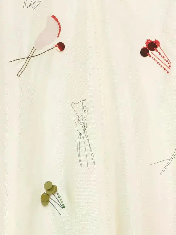 Theory Abstract Embroidered A-line Midi Dress