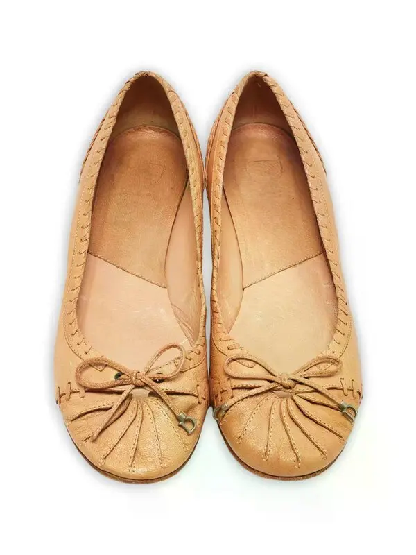 Dior Whipstitch Ballet Flats With Bow Detail