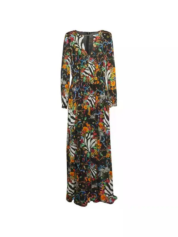 Roberto Cavalli Seashell And Zebra Print Maxi Dress - Black
