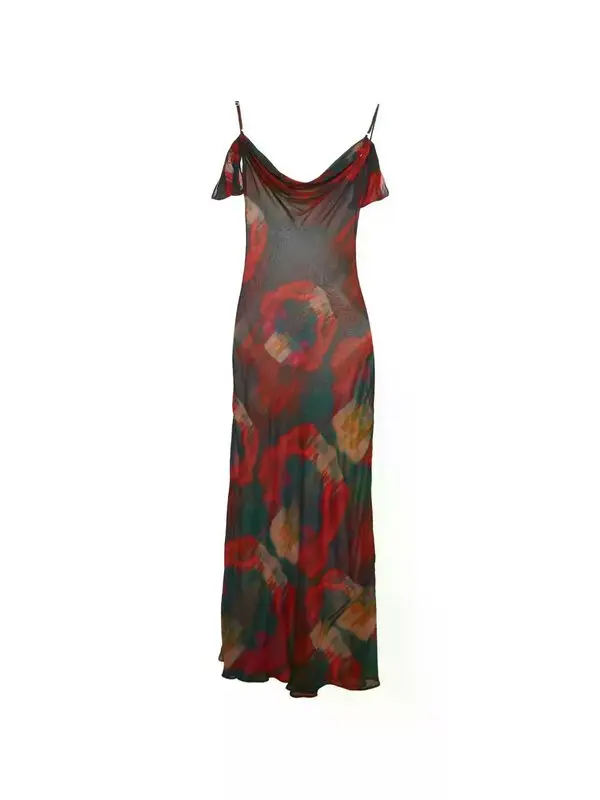 RAT & BOA Sleeveless Sheer Floral Print Dress - Grey