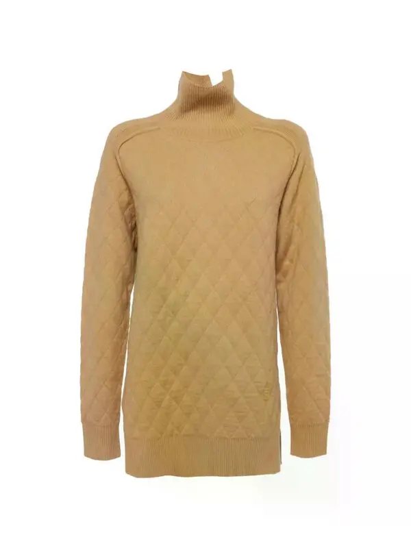 Burberry Quilted Knit Turtleneck Sweater - Neutrals