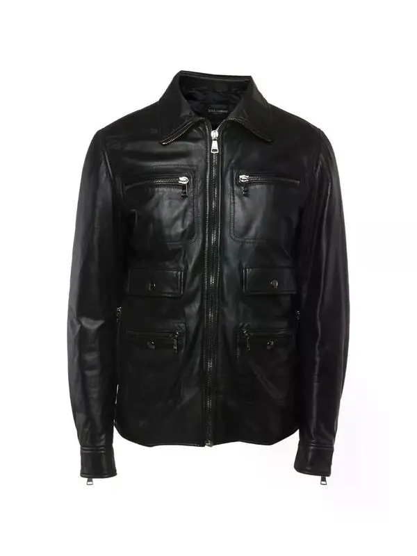 Dolce & Gabbana Zip-up Leather Jacket - Black