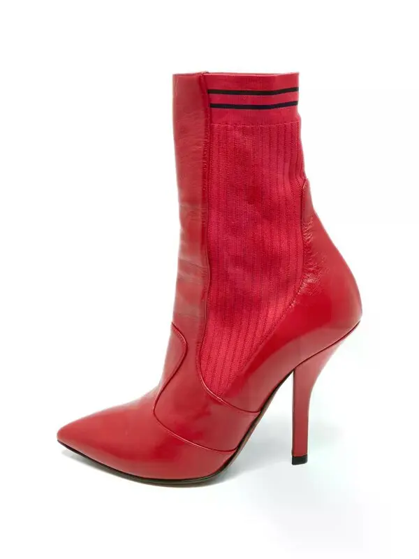 Fendi Rockoko Pointed-toe Ankle Boots - Red
