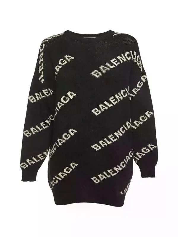 Balenciaga All-over Logo Intarsia Knitted Sweater