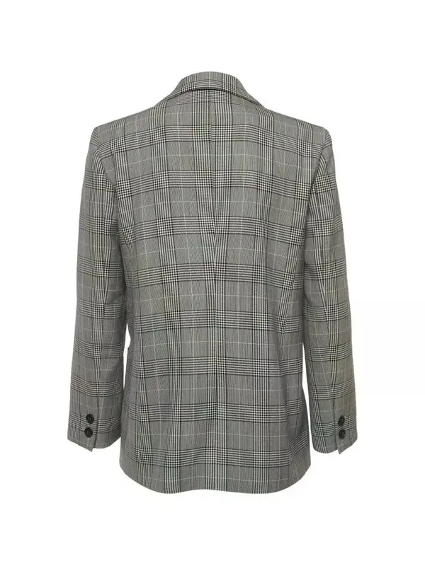GANNI Plaid Print Blazer - Grey