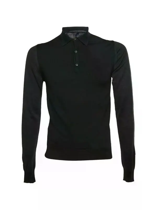 LANVIN Long-sleeve Polo Shirt - Black