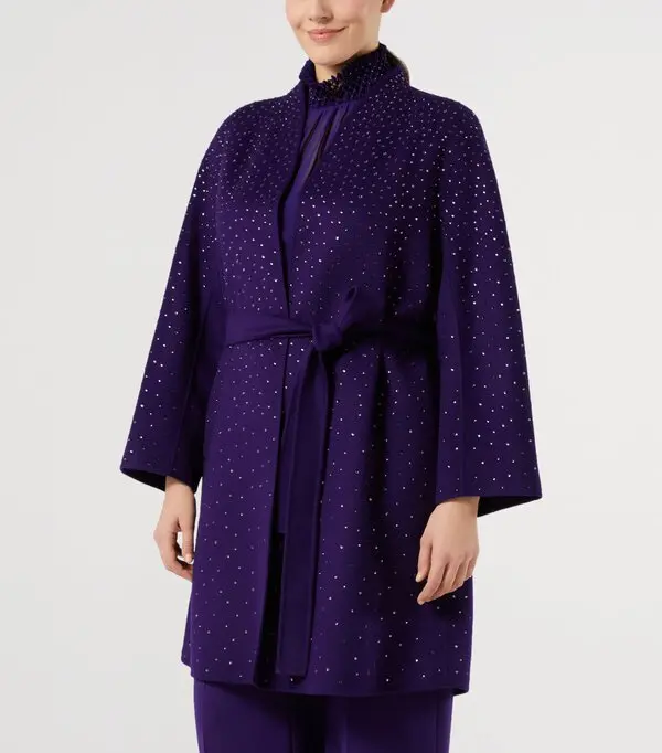 Marina Rinaldi Virgin Wool-cashmere Embellished Coat