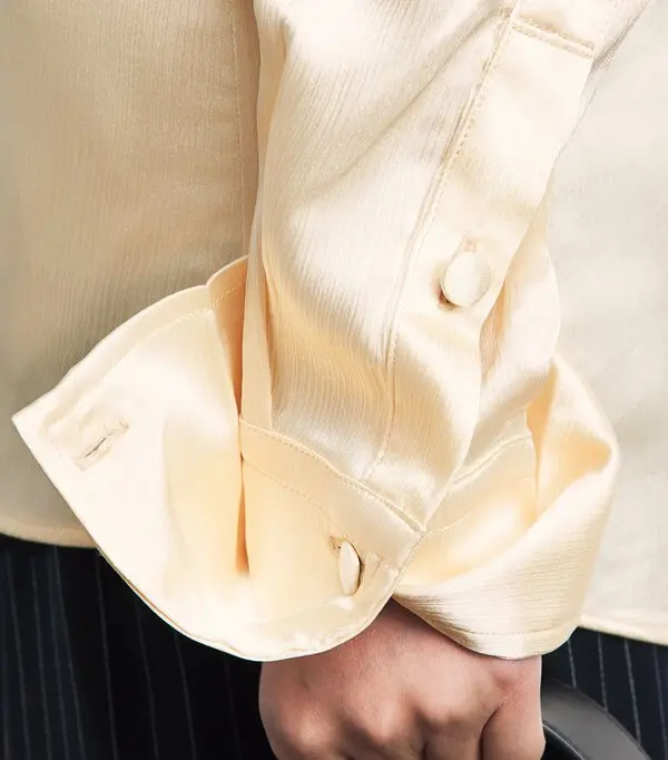 LATE FOR WORK Satin Draped Shirt