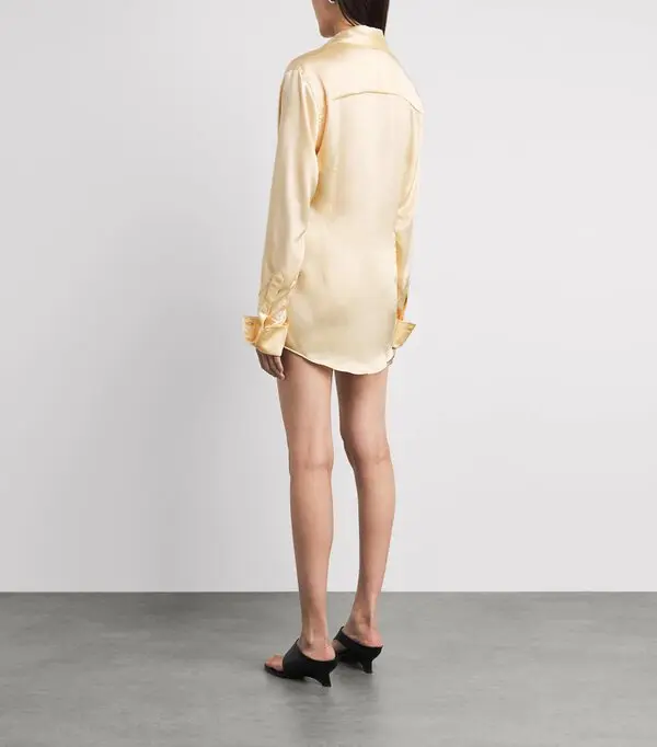 LATE FOR WORK Satin Draped Shirt