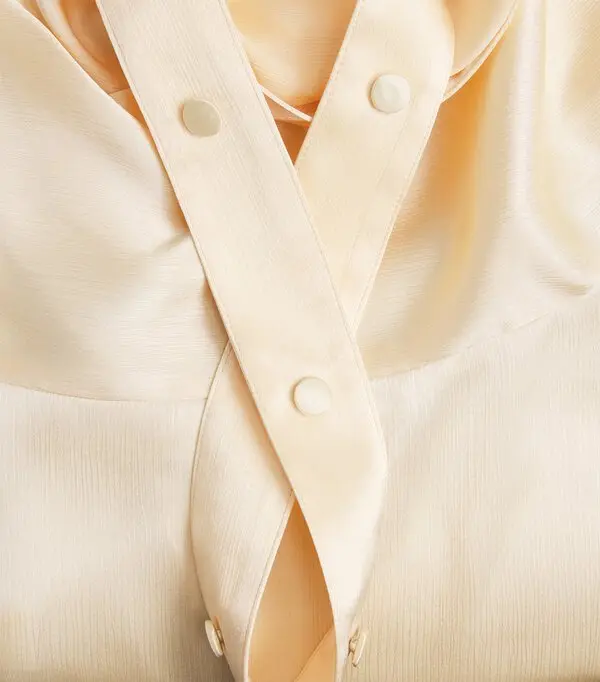 LATE FOR WORK Satin Draped Shirt