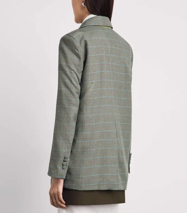 LATE FOR WORK Check Double Draped Blazer