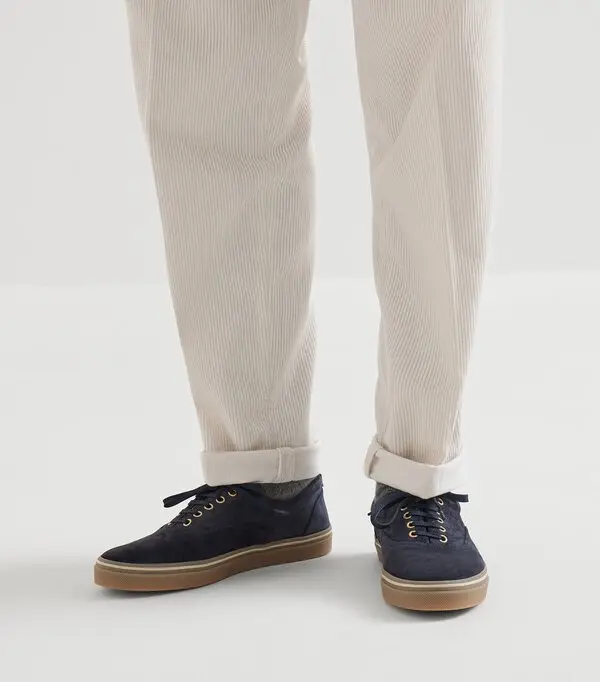 Brunello Cucinelli Suede Lace-up Sneakers - Blue