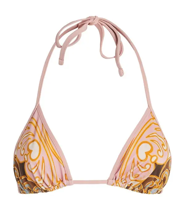 La DoubleJ Printed Triangle Bikini Top - Pink