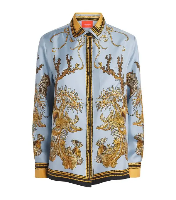 La DoubleJ Silk Printed Shirt - Blue