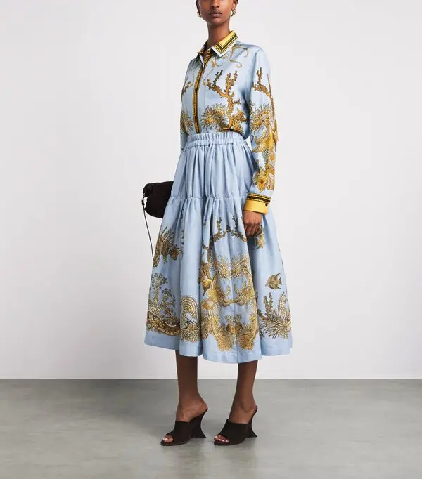 La DoubleJ Silk Printed Shirt - Blue