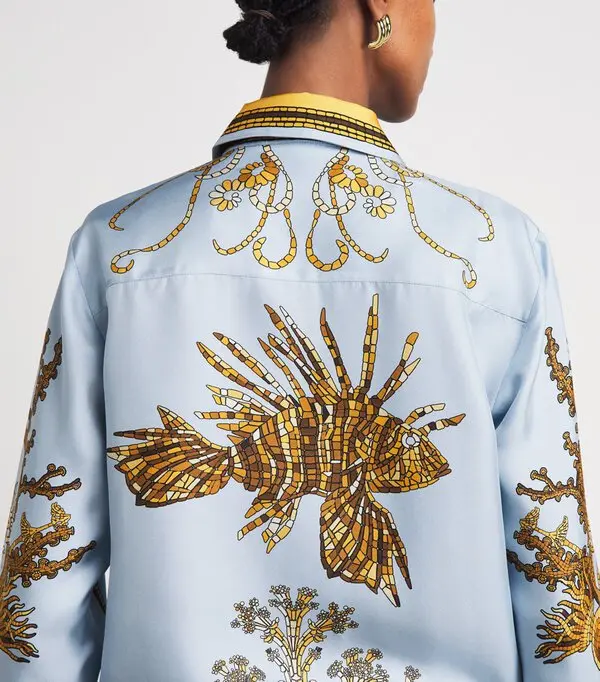 La DoubleJ Silk Printed Shirt - Blue
