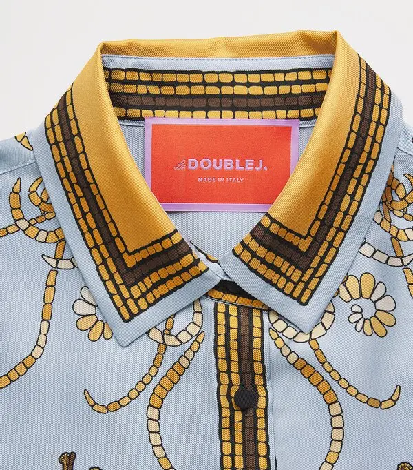 La DoubleJ Silk Printed Shirt - Blue