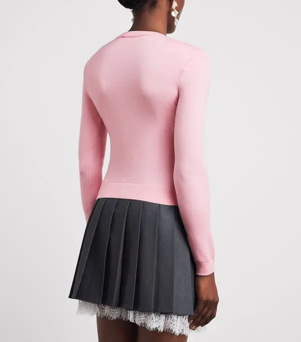 SELF-PORTRAIT Flower Appliqué Fine Knit Sweater