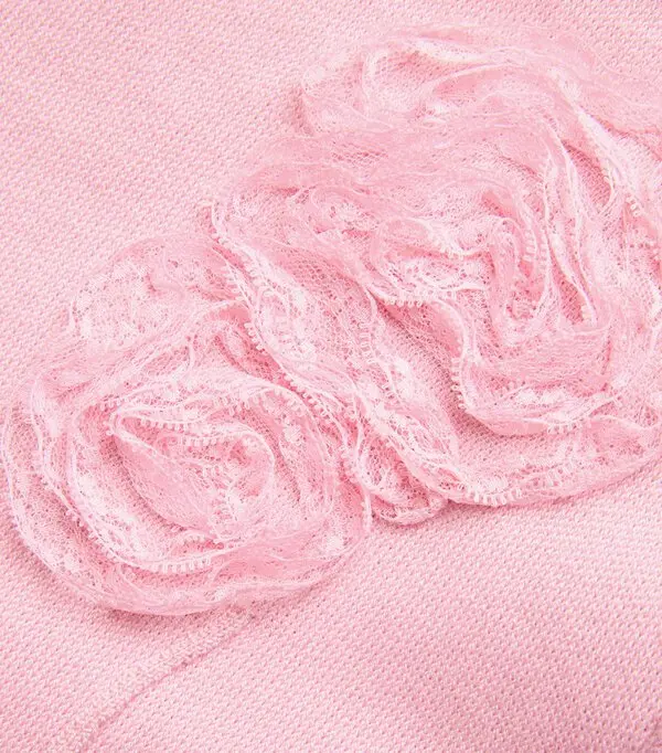 SELF-PORTRAIT Flower Appliqué Fine Knit Sweater