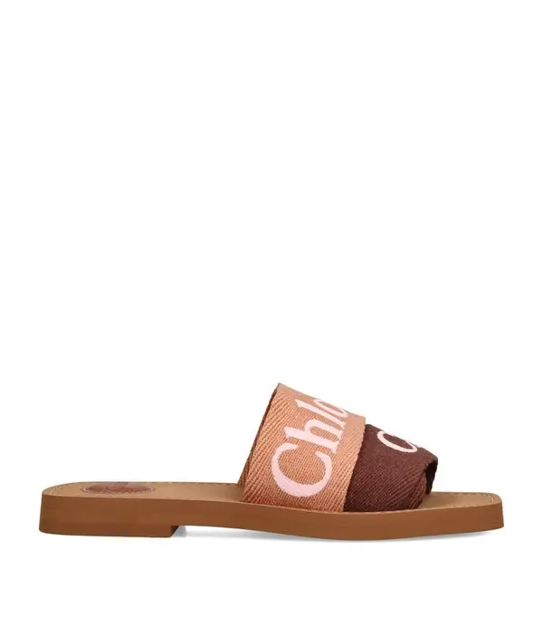 Chloé Canvas Jacquard Woody Flat Sandals - Pink