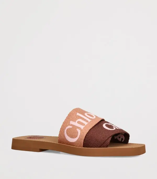 Chloé Canvas Jacquard Woody Flat Sandals - Pink