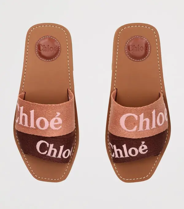 Chloé Canvas Jacquard Woody Flat Sandals - Pink