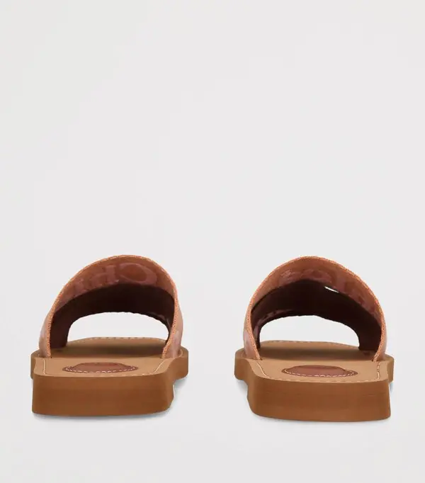 Chloé Canvas Jacquard Woody Flat Sandals - Pink