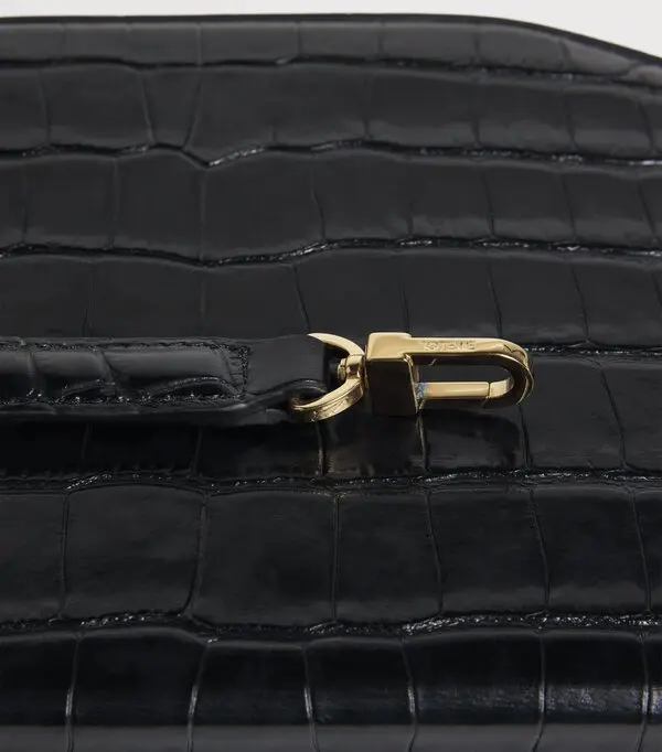 TOTEME Croc-embossed Leather Shoulder Bag - Black
