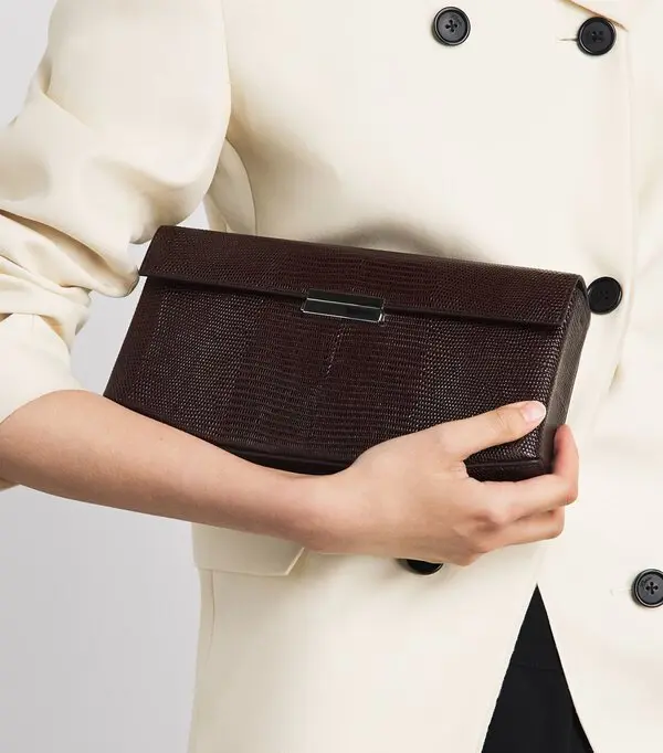 TOTEME Embossed Leather Shoulder Bag - Brown
