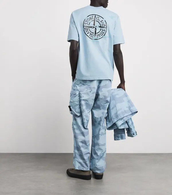 Stone Island Oversized Flocked Compass T-shirt - Blue